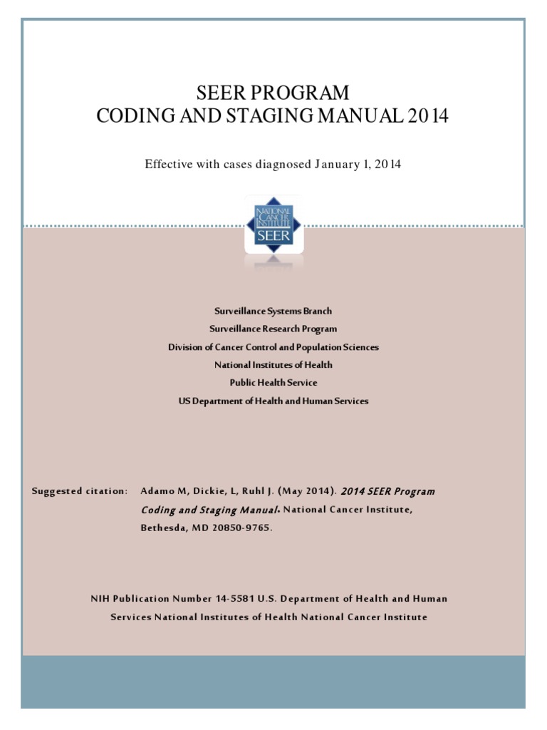 Seer Program Coding AND Staging Manual 2014: Effective With Cases ...