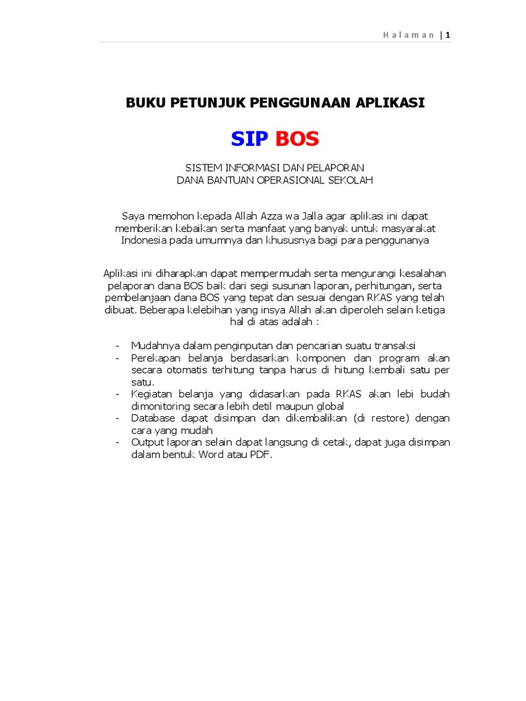 Buku Panduan Aplikasi Sipbos | PDF