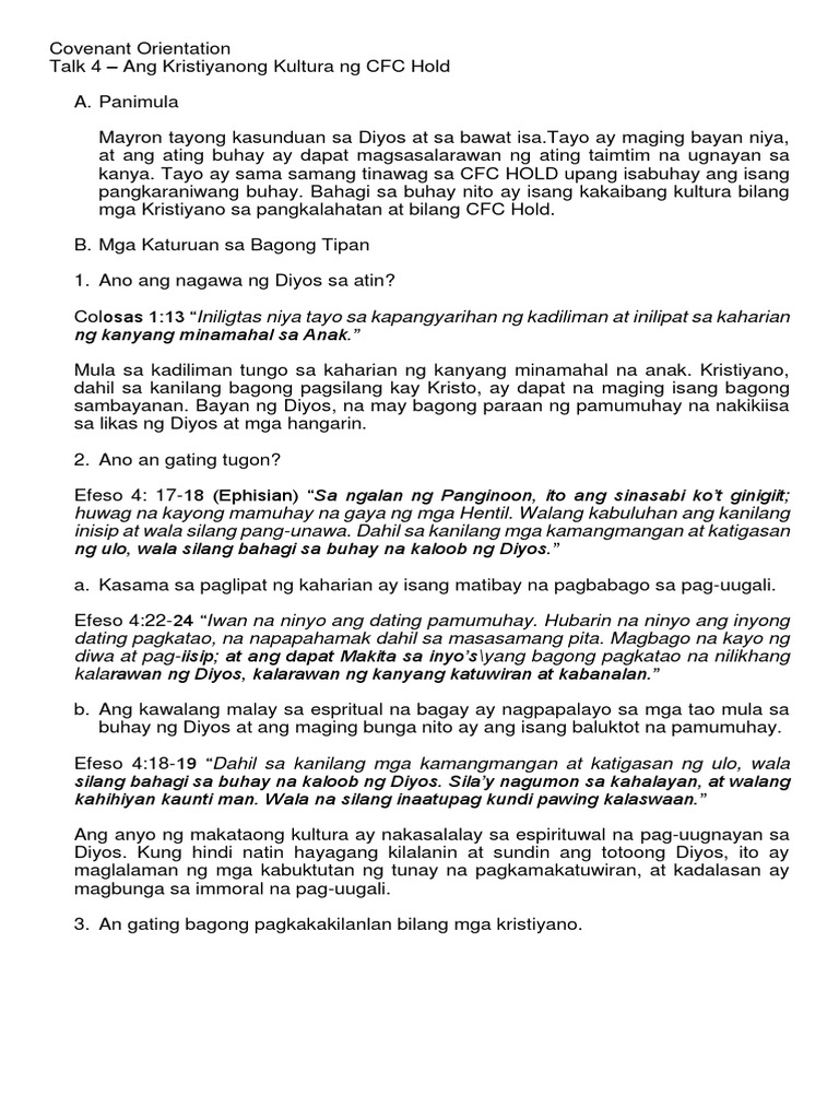 Covenant Orientation | PDF