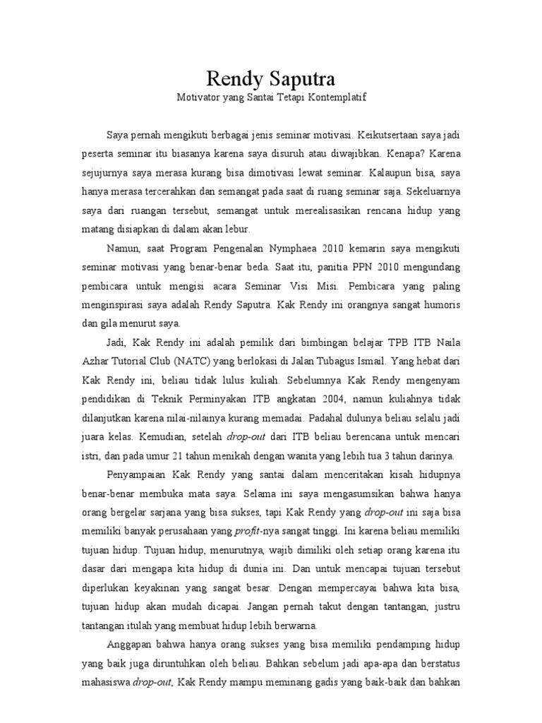Rendy Saputra | PDF | Karier & Perkembangan | Pengembangan Diri