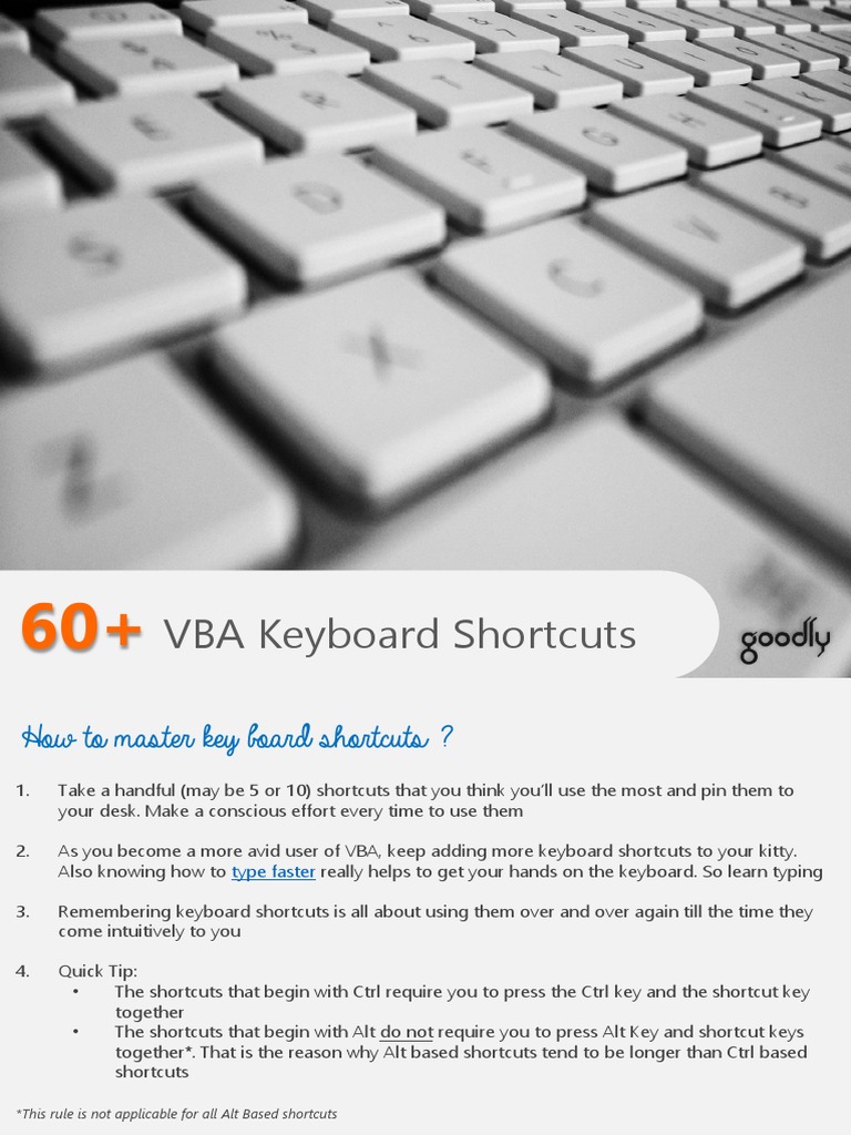 60 Excel VBA Keyboard Shortcuts | PDF | Visual Basic For Applications ...