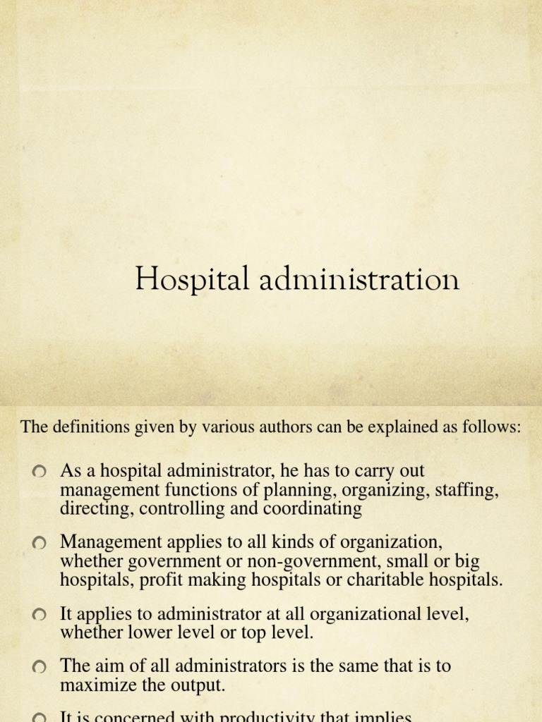 Hospital Administration | Download Free PDF | Health System | Health Care