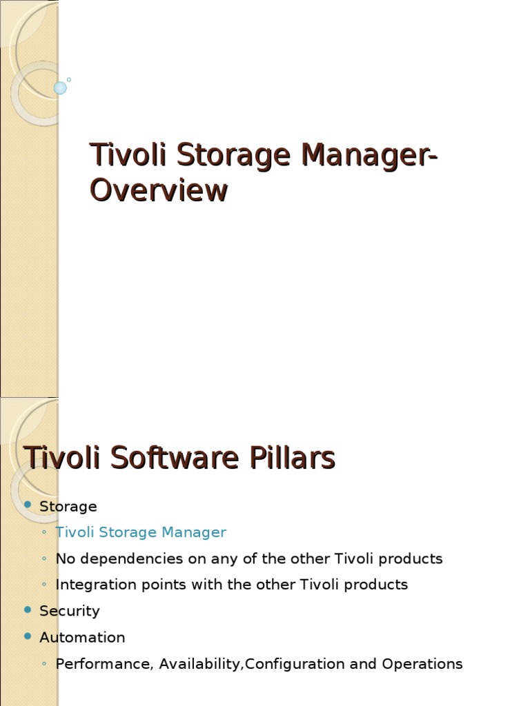 Tivoli Storage Manager-Overview | PDF | Backup | Port (Computer Networking)
