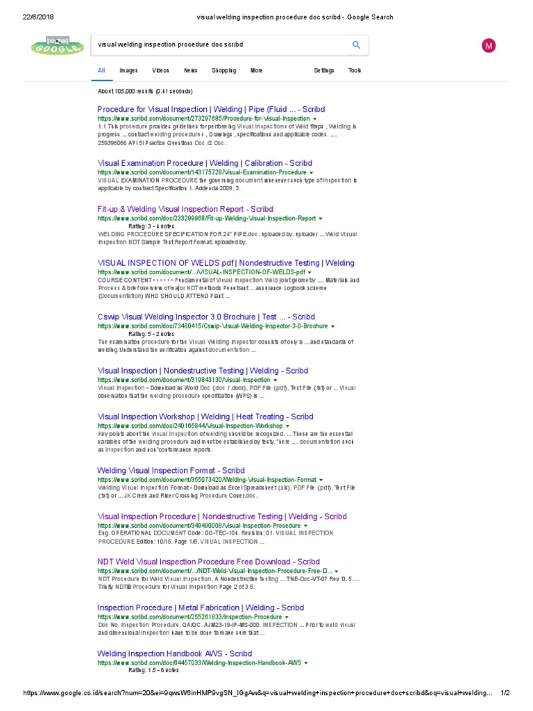 Visual Welding Inspection Procedure Doc Scribd - Google Search | PDF ...