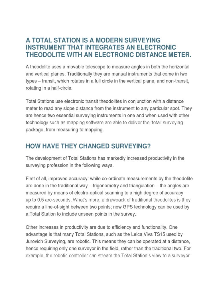 Total Station | PDF | Surveying | Scientific Observation