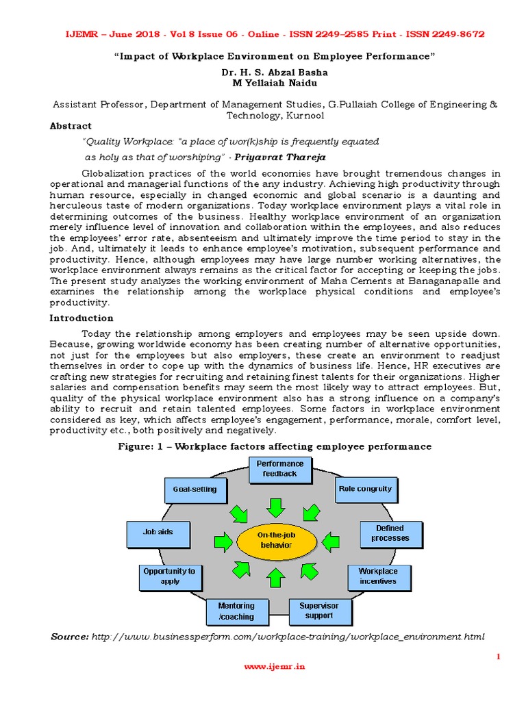 Impact of Workplace Environment on Employee Performance | Employment ...