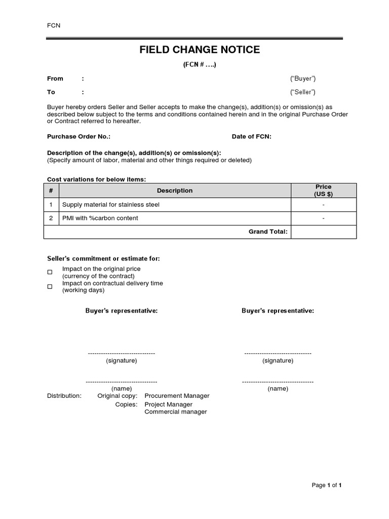 Field Change Notice (FCN) | PDF