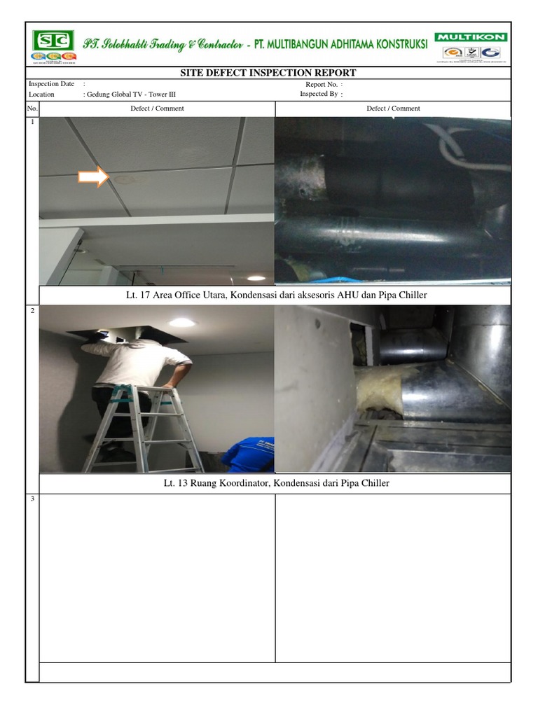 Site Defect Inspection Report: Lt. 17 Area Office Utara, Kondensasi ...