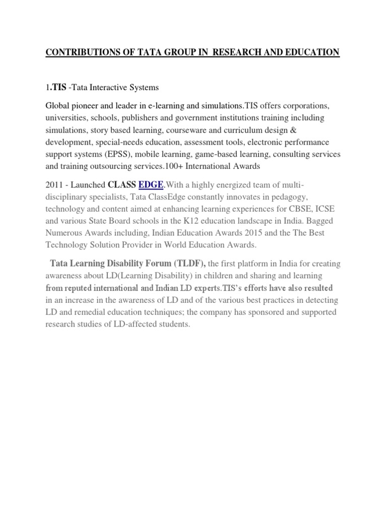 Tata Group's Impact on Research & Education | PDF | Carnegie Mellon ...