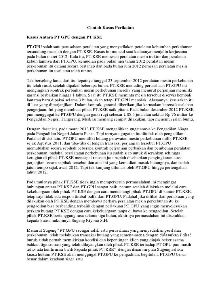 Contoh Kasus Perikatan | PDF