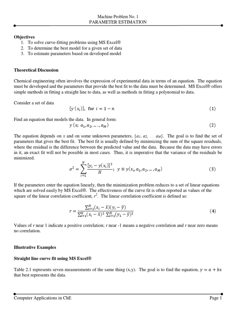 MP1 Parameter Estimation | PDF | Regression Analysis | Errors And Residuals