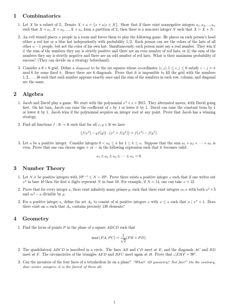 1 Combinatorics | PDF | Integer | Number Theory