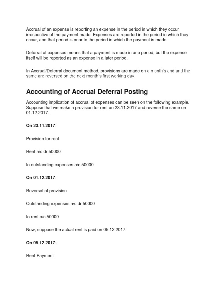 SAP Accrual Deferral Posting | PDF | Deferral | Debits And Credits