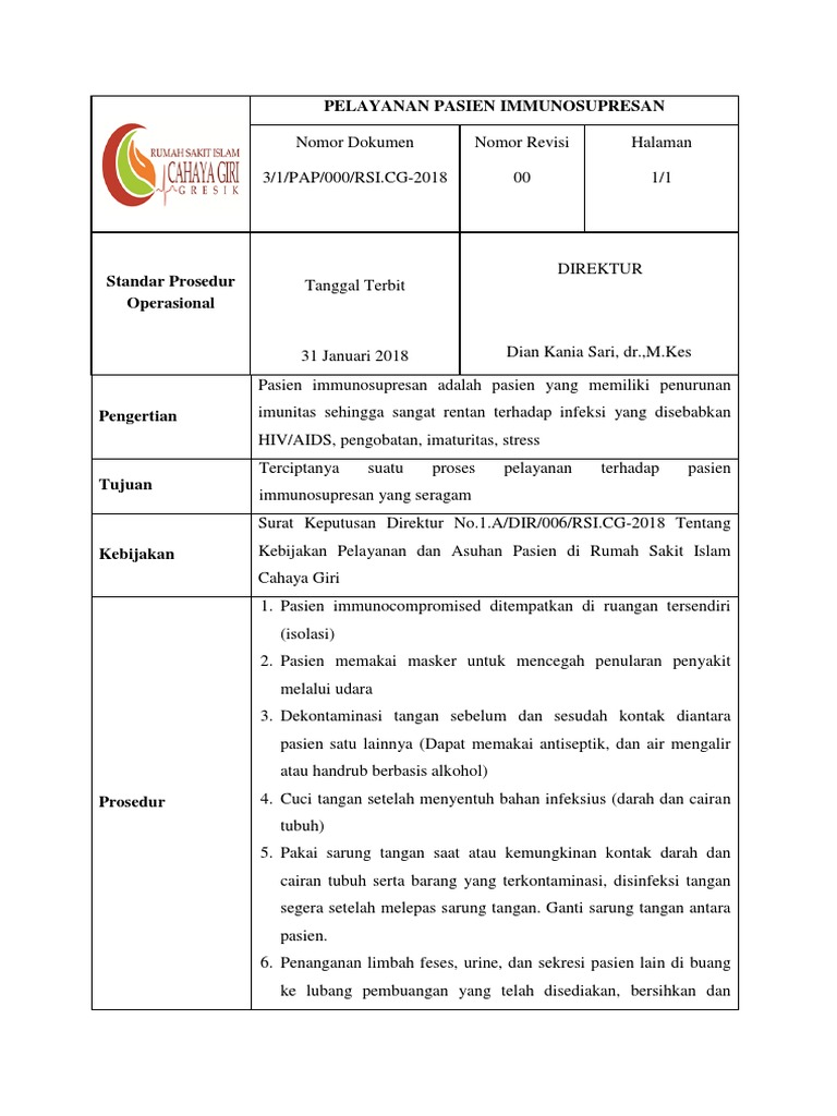 SOP Pasien Imunosupresan | PDF