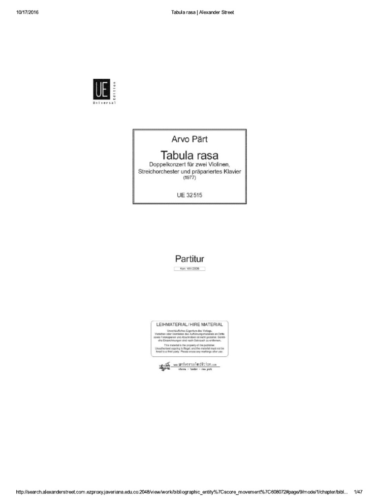 Arvo Pärt - Tabula Rasa PDF | PDF