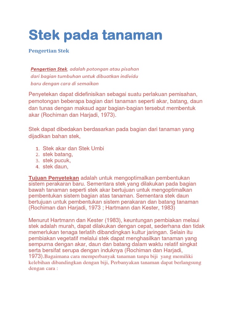 MEMPERBANYAK TANAMAN SECARA VEGETATIF MELALUI STEK | PDF