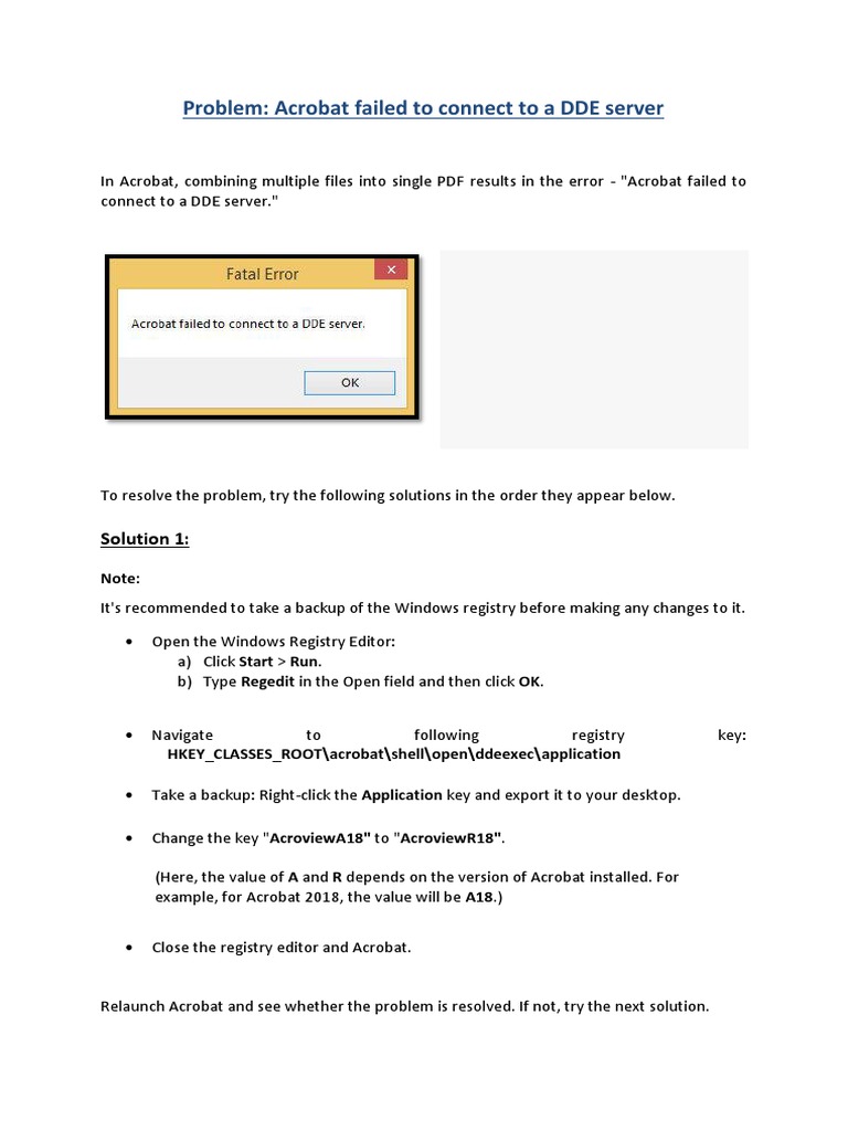Acrobat Failed To Connect To A DDE Server | PDF | Technology & Engineering