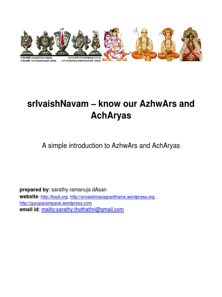 Know Our AzhwArs and AchAryas | PDF | Religious Faiths | Hindu Philosophy