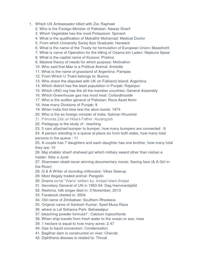 General Knowledge | PDF | Nawaz Sharif