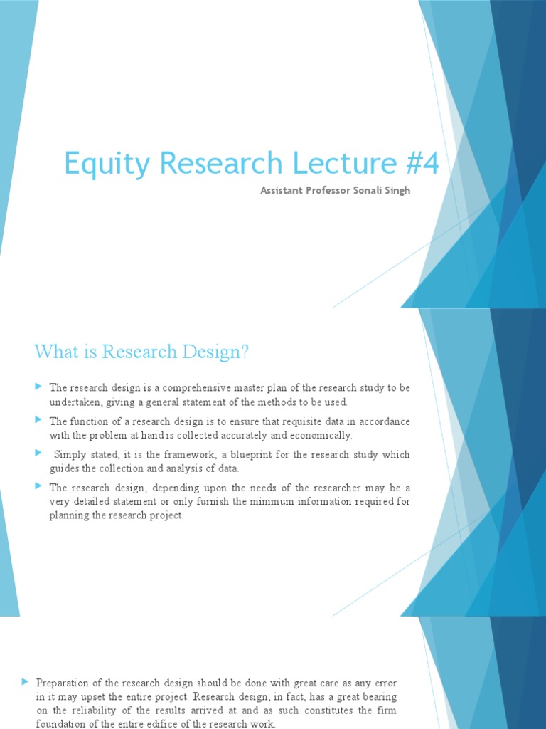 Lecture # 4 Equity Research | PDF | Research Design | Experiment