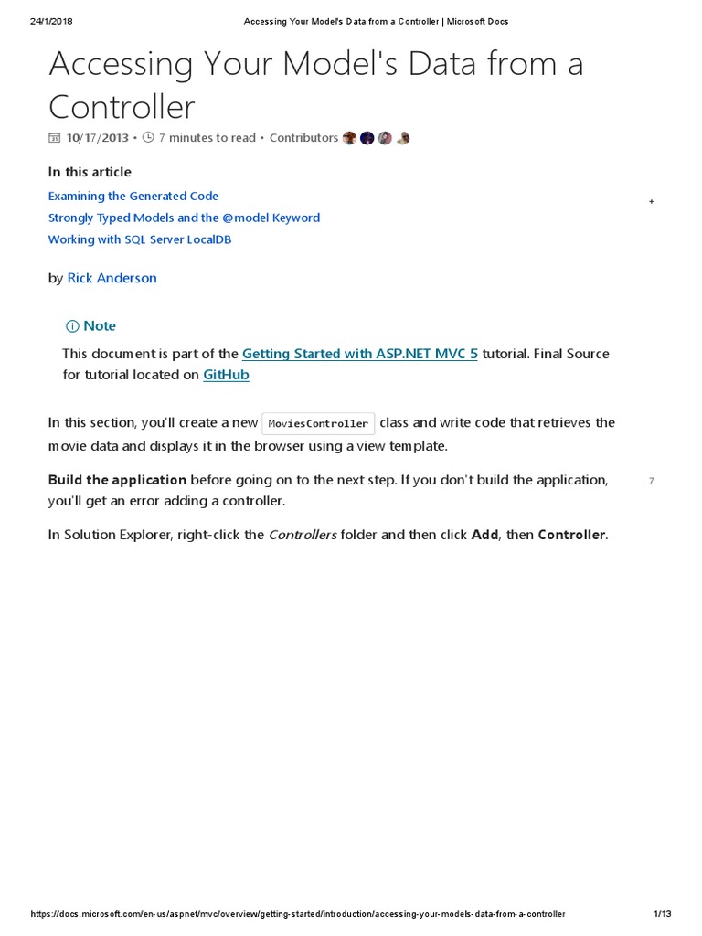 008 - Accessing Your Model's Data From A Controller - Microsoft Docs | PDF | Entity Framework ...