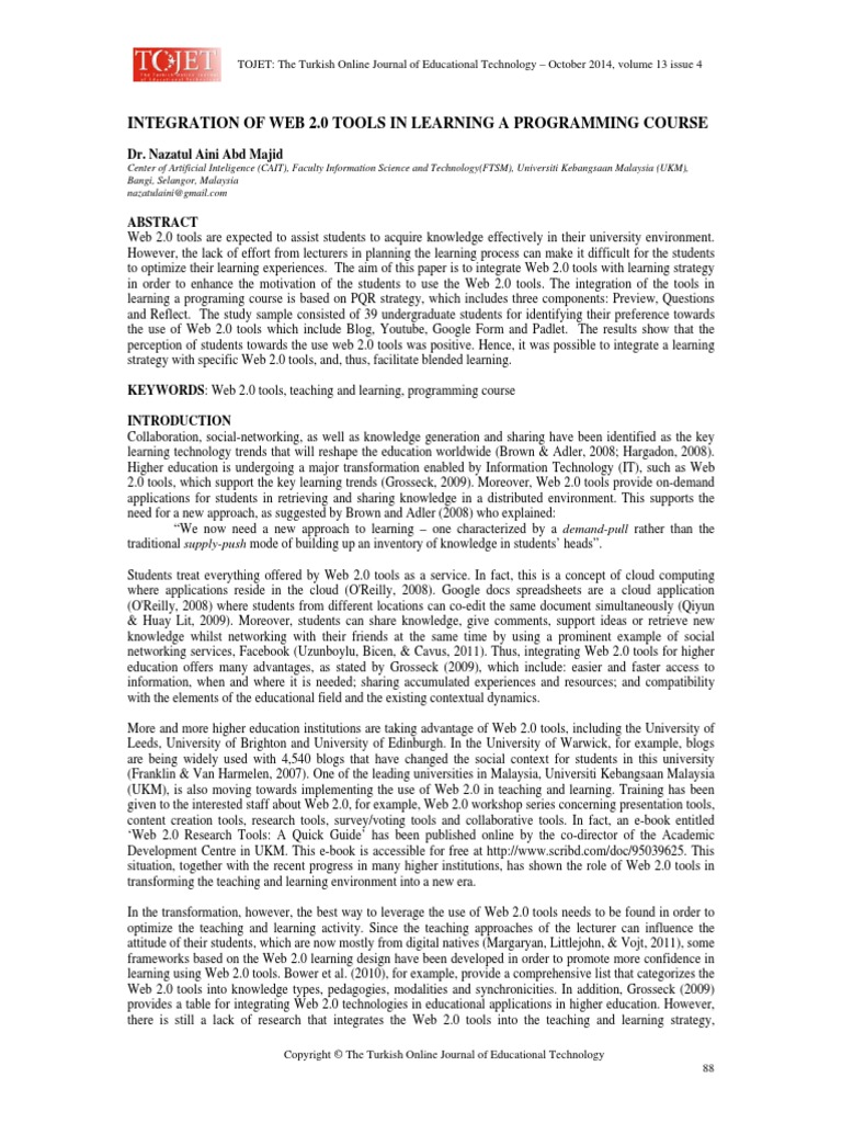 Integration of Web 2.0 Tools in Learning A Programming Course | PDF ...