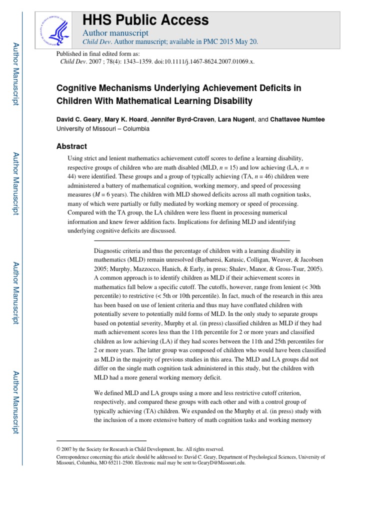 Ni Hms 689859 | PDF | Working Memory | Intelligence Quotient