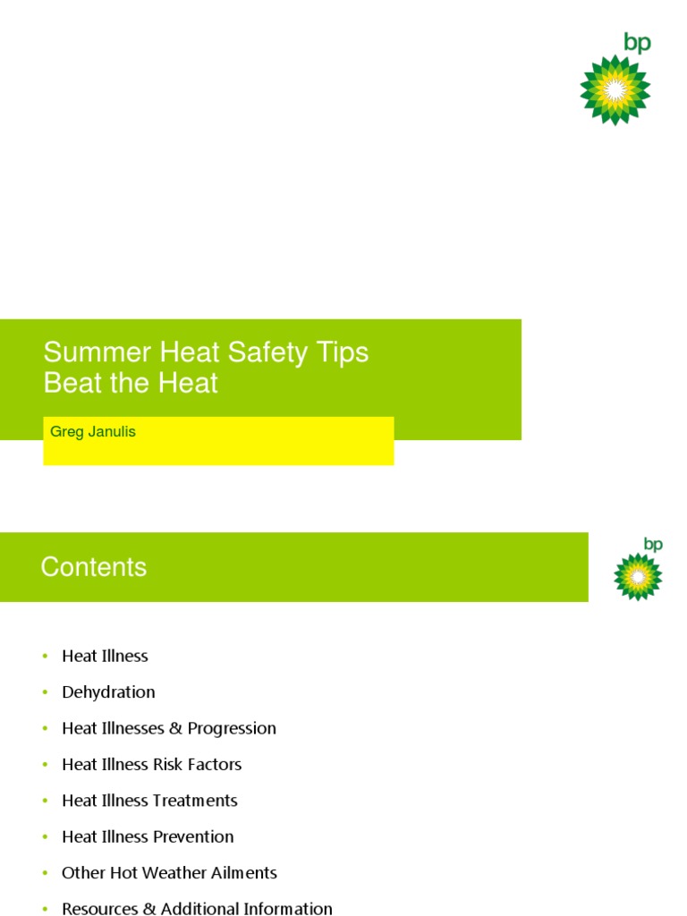 Hot Weather Safety Presentation | PDF | Dehydration | Hyperthermia