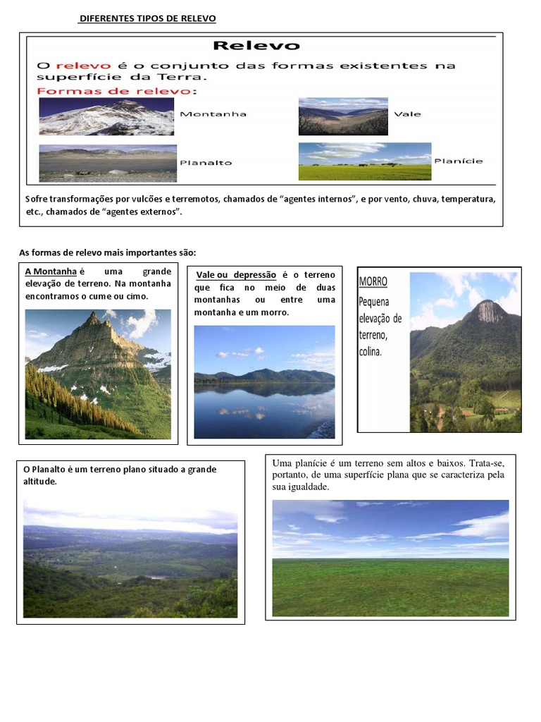 Diferentes Tipos de Relevo | PDF