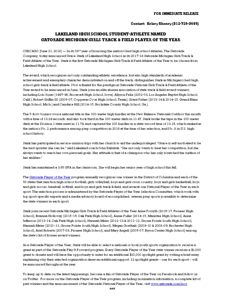 Grace Stark | PDF | Track And Field | Sports