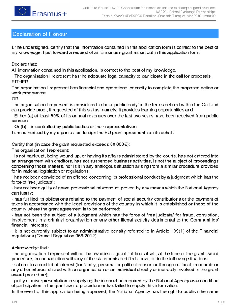 Declaration of Honour | PDF | Interest | Judgment (Law)