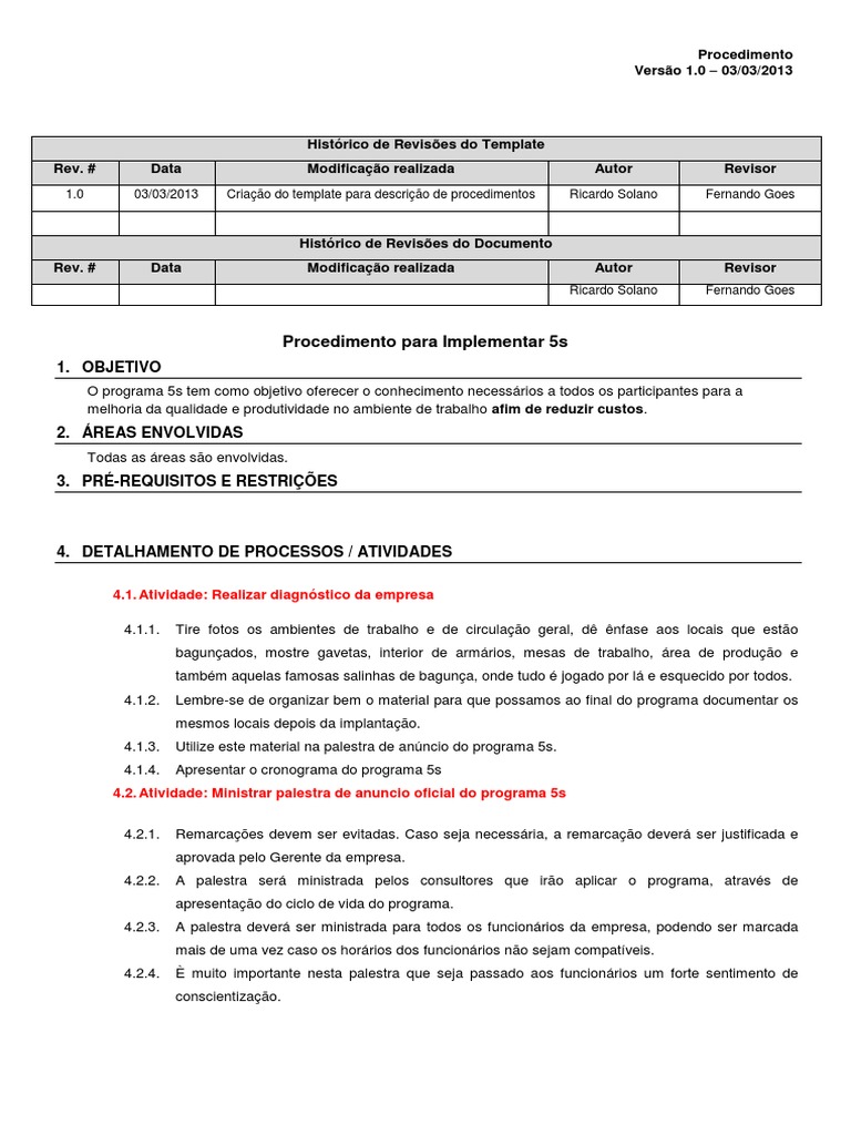 Implementação Do Programa 5s Em Empresas Pdf Publicidade Programas