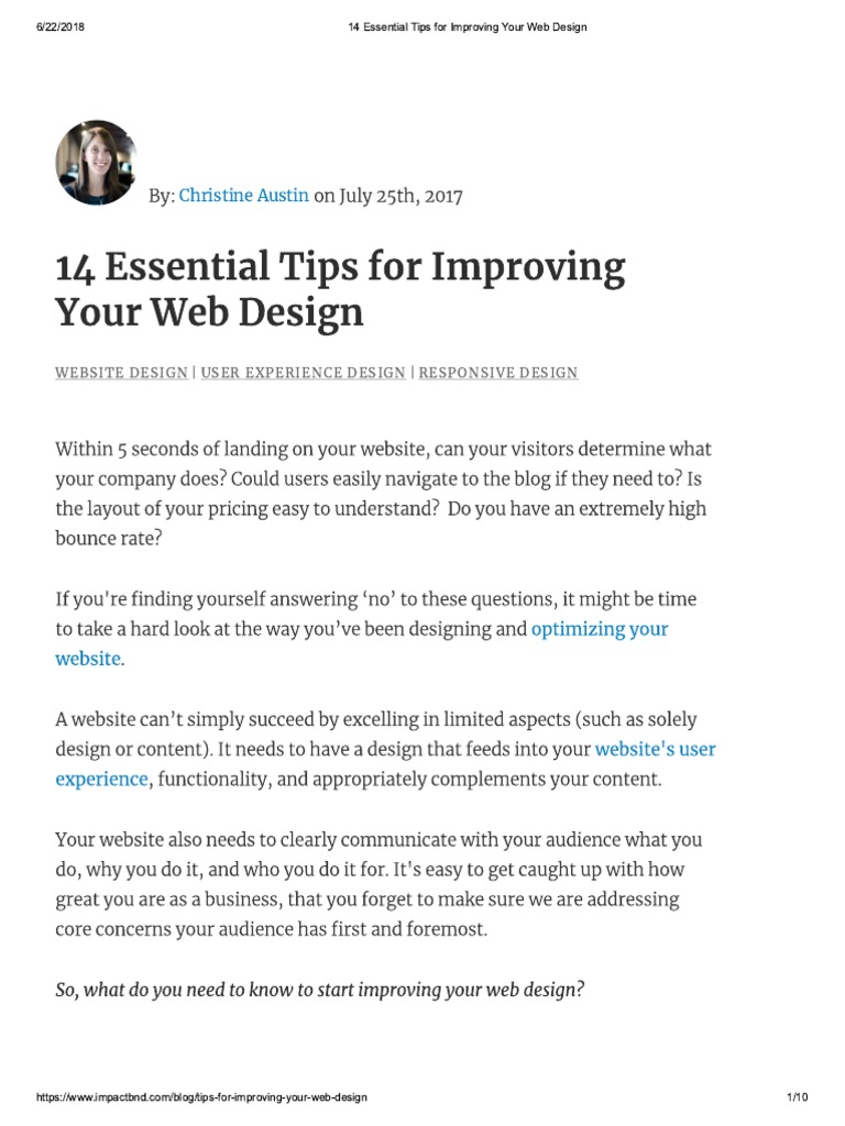 14 Essential Tips For Improving Your Web Design | PDF