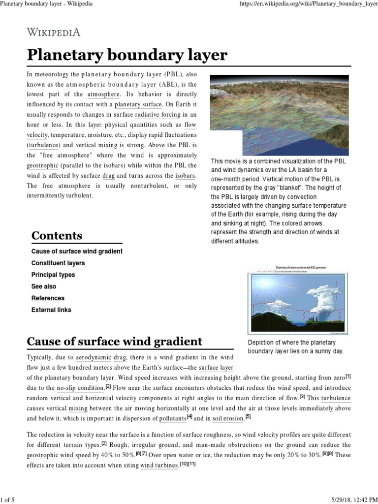 Atmospheric (Planetary) Boundary Layer - Wikipedia | PDF | Meteorology | Physical Geography