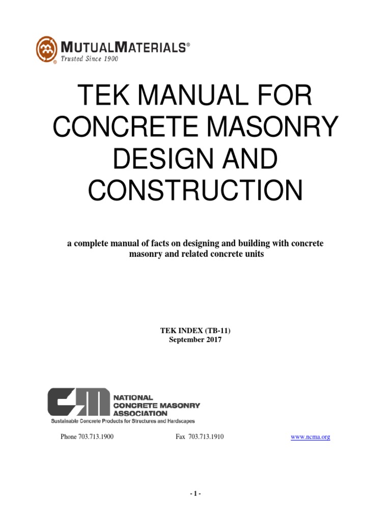 Concrete Masonry Design Manual | PDF | Masonry | Wall