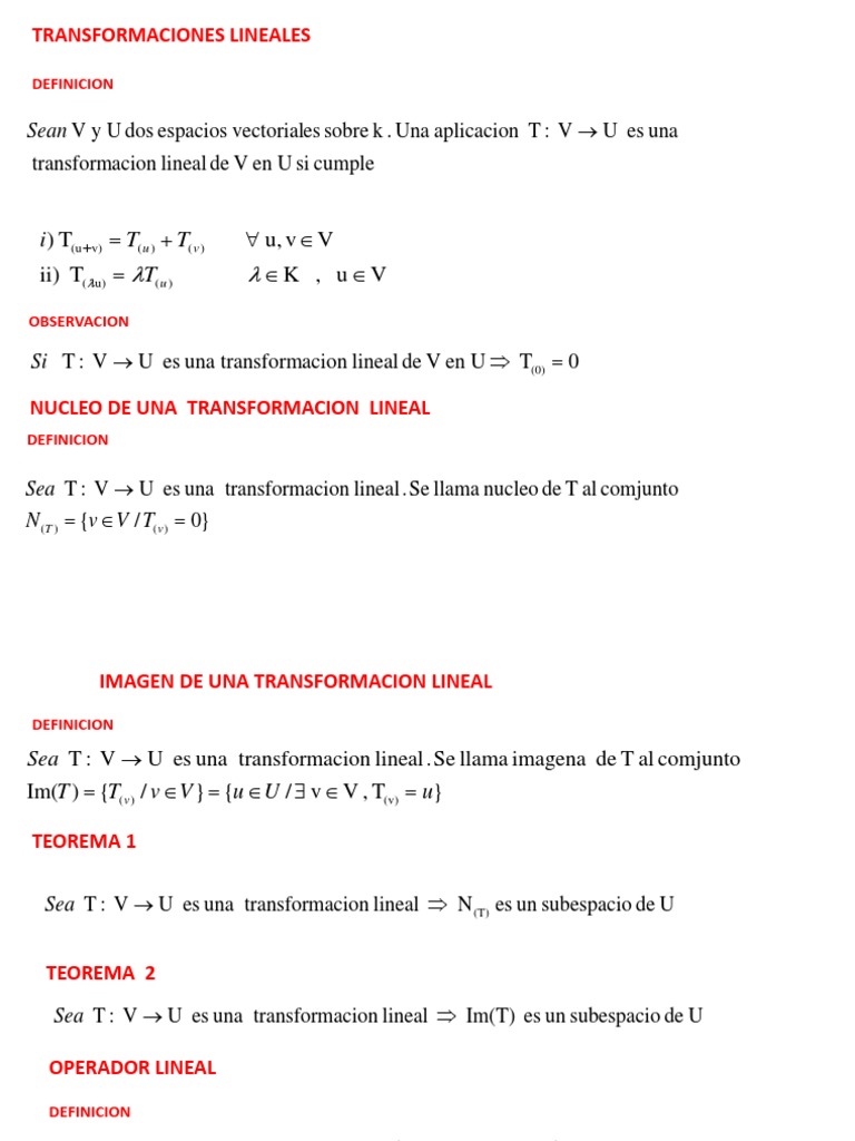 Transformaciones Lineales | PDF | Mapa lineal | Base (álgebra lineal)