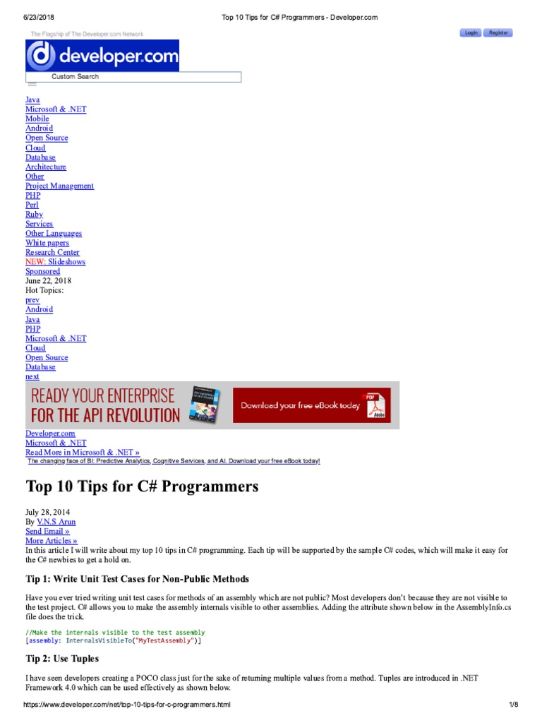 Top 10 Tips For C# Programmers - Developer | PDF | Cooking, Food & Wine ...