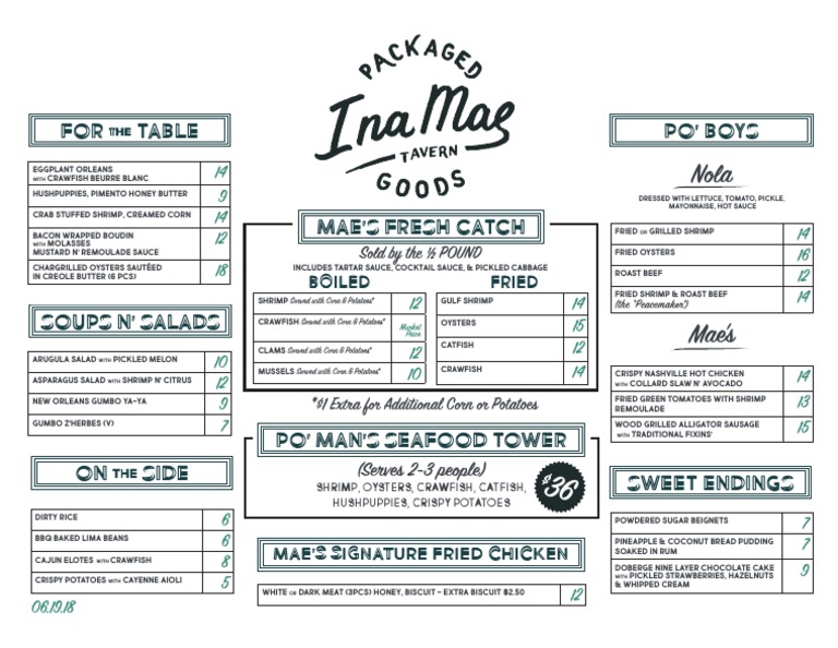 Ina Mae Dinner Menu | PDF | Cuisine | Eating Behaviors Of Humans