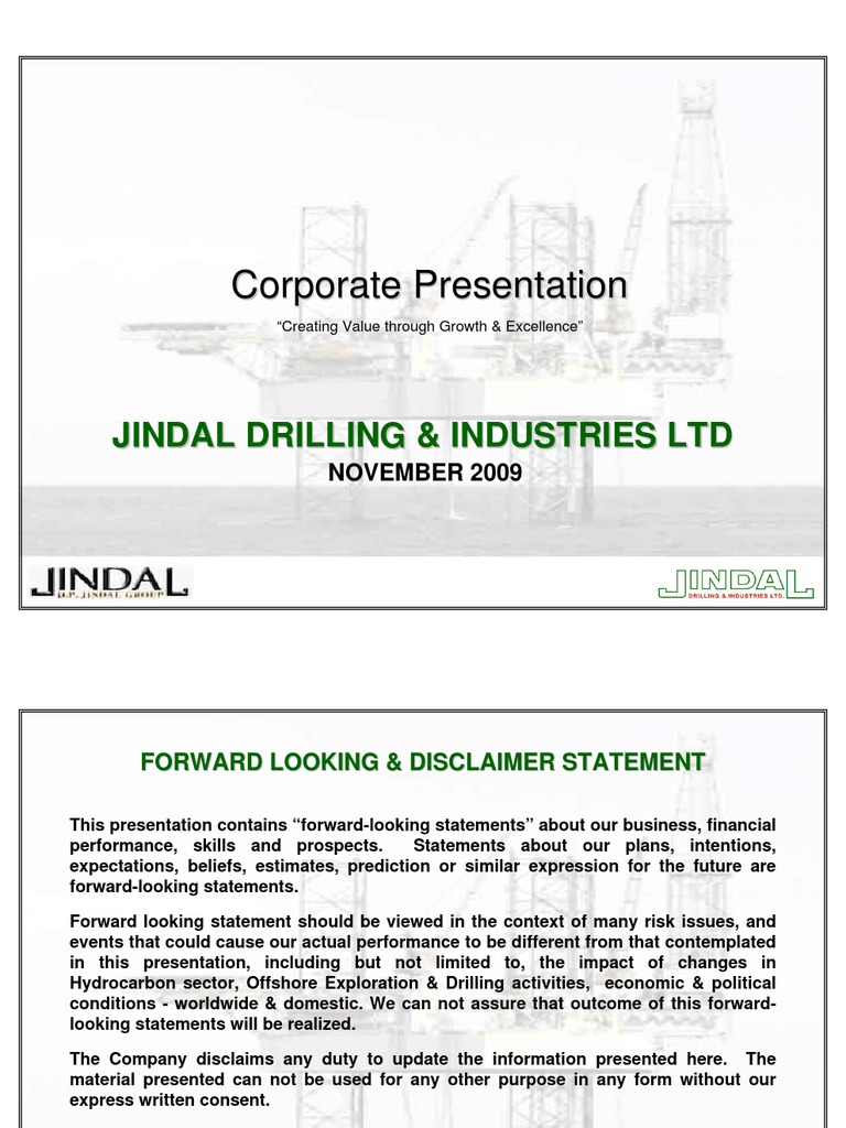 Jindal Drilling & Industries Overview | PDF | Drilling Rig | Offshore ...