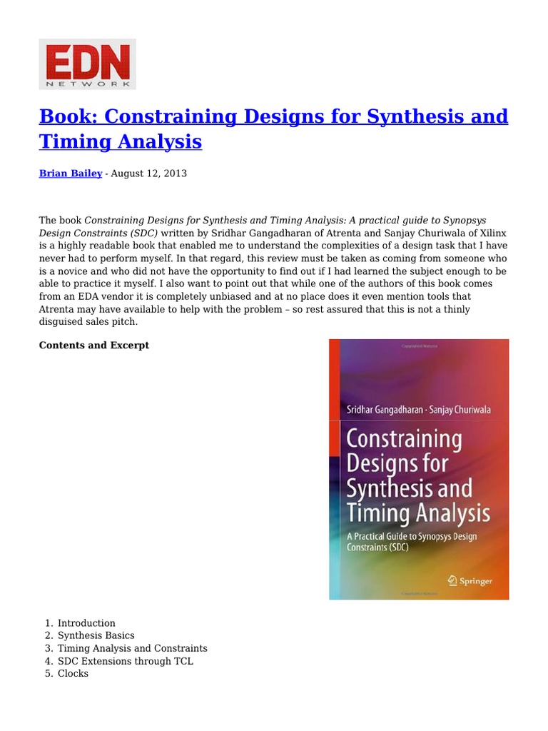 Book Constraining Designs For Synthesis and Timing Analysis PDF | PDF ...
