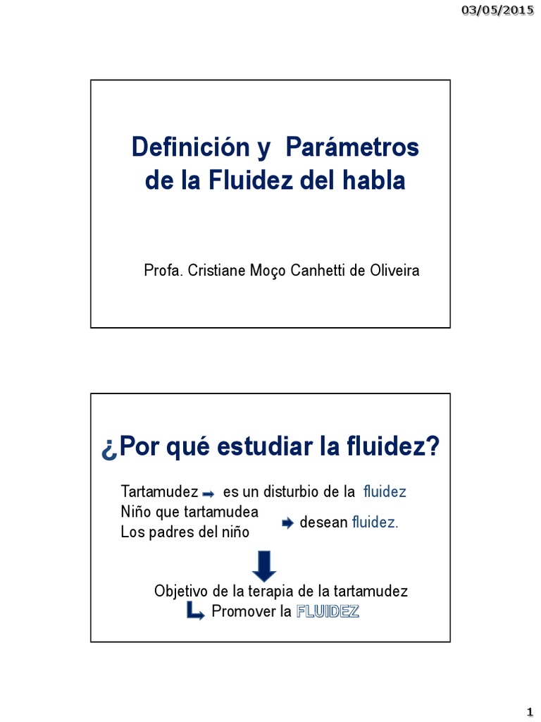 Definición y Parámetros de La Fluidez | PDF | Ciencias del ...