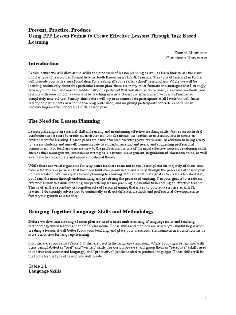 Effective English Language Instruction: Analyzing the 'Present ...