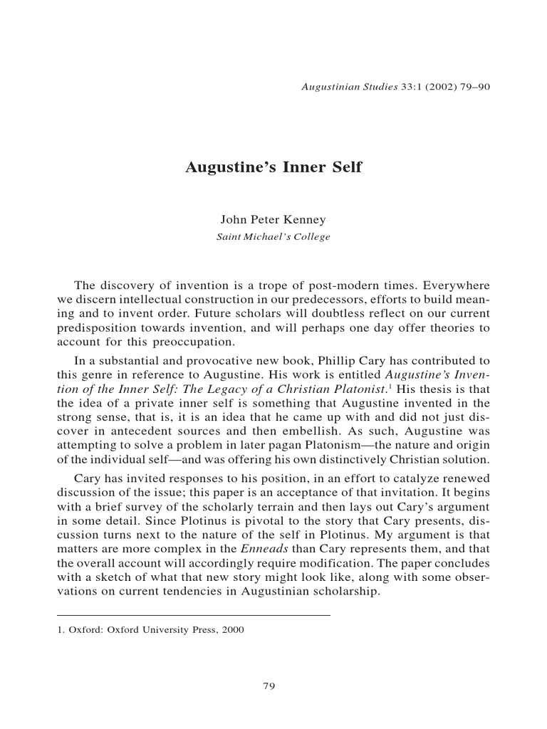 Augustine's Invention of Inner Self | PDF | Nous | Augustine Of Hippo