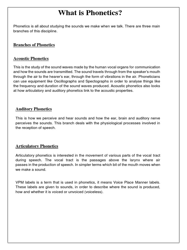 An Introduction to the Study of Phonetics: Exploring the Three Main ...