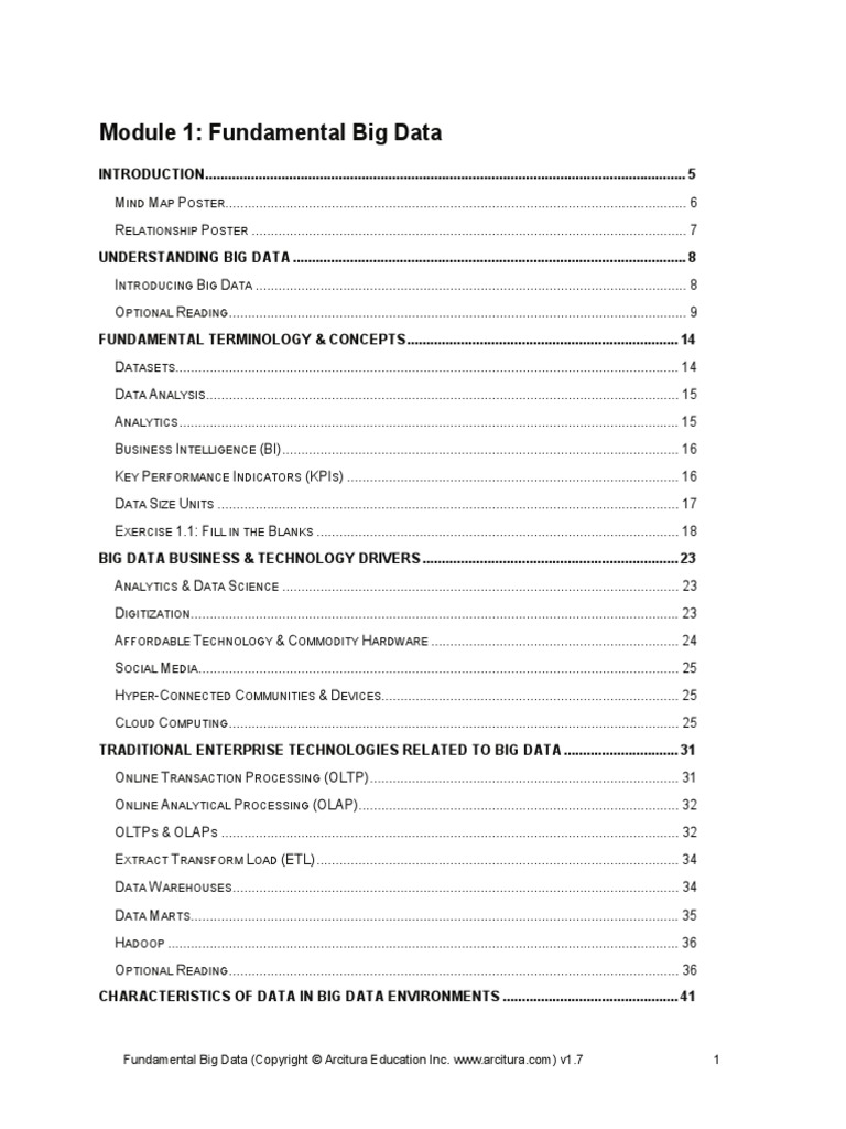 Big Data Module 1 - Print-Ready Workbook (Letter) | Download Free PDF | Big Data | Business ...