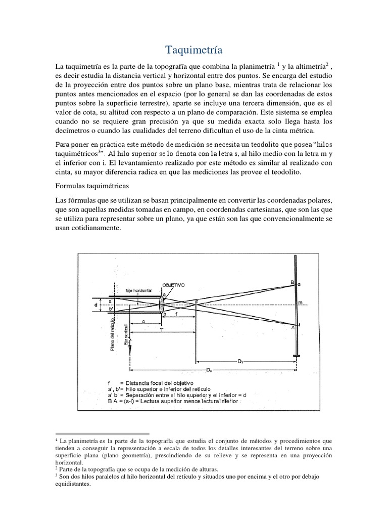 Introducción a la Taquimetría en Topografía | PDF | Topografía | Geometría
