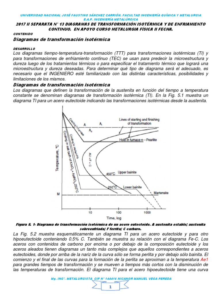 1. SEPARATA N_ 13 DIAGRAMAS TRANSFORMACIÓN ISOTÉRMICA Y ENFRIAM.docx | PDF | Tratamiento a base ...