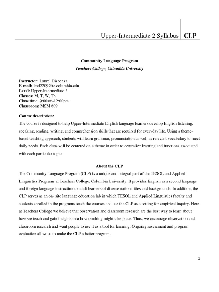 Upper Intermediate2syllabus | PDF | Human Communication | Learning