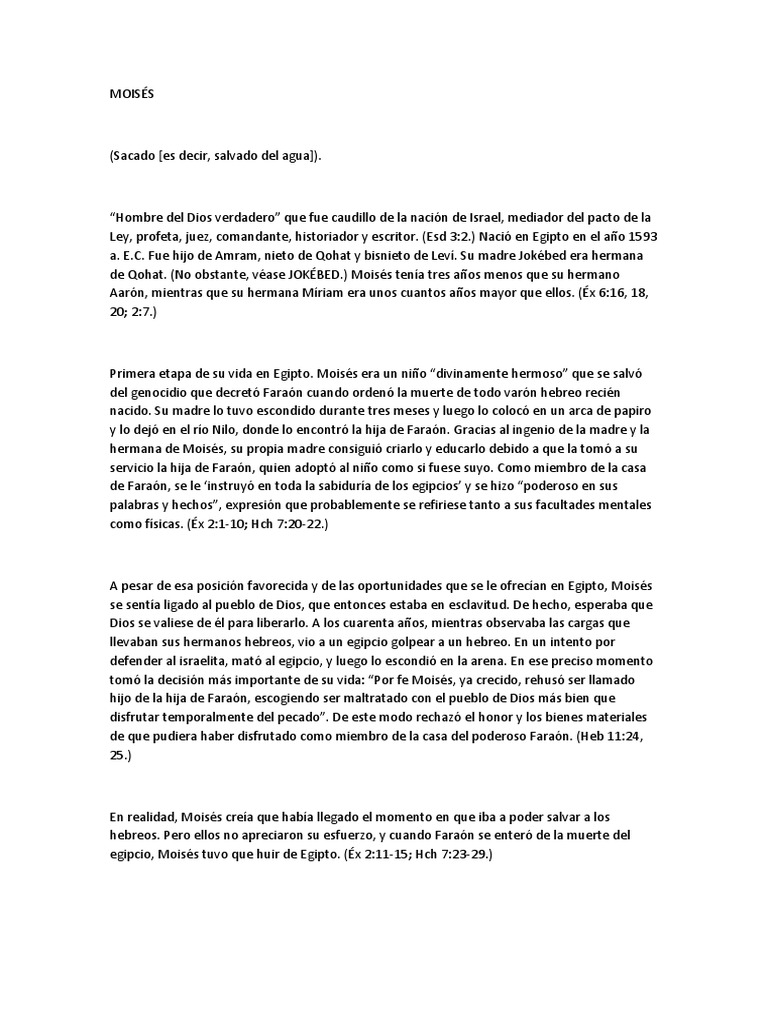 Biografia de Moises Biblico | PDF | Moisés | Creencia religiosa y doctrina