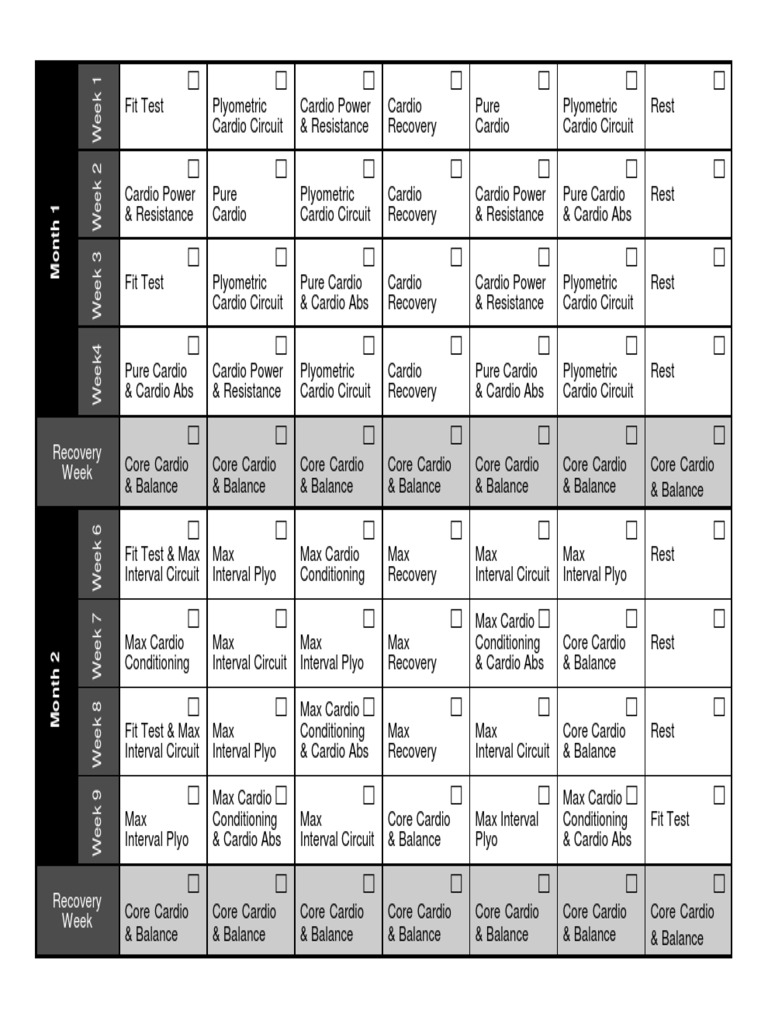 Insanity Workout Calendar PDF | PDF | Physical Exercise | Recreation